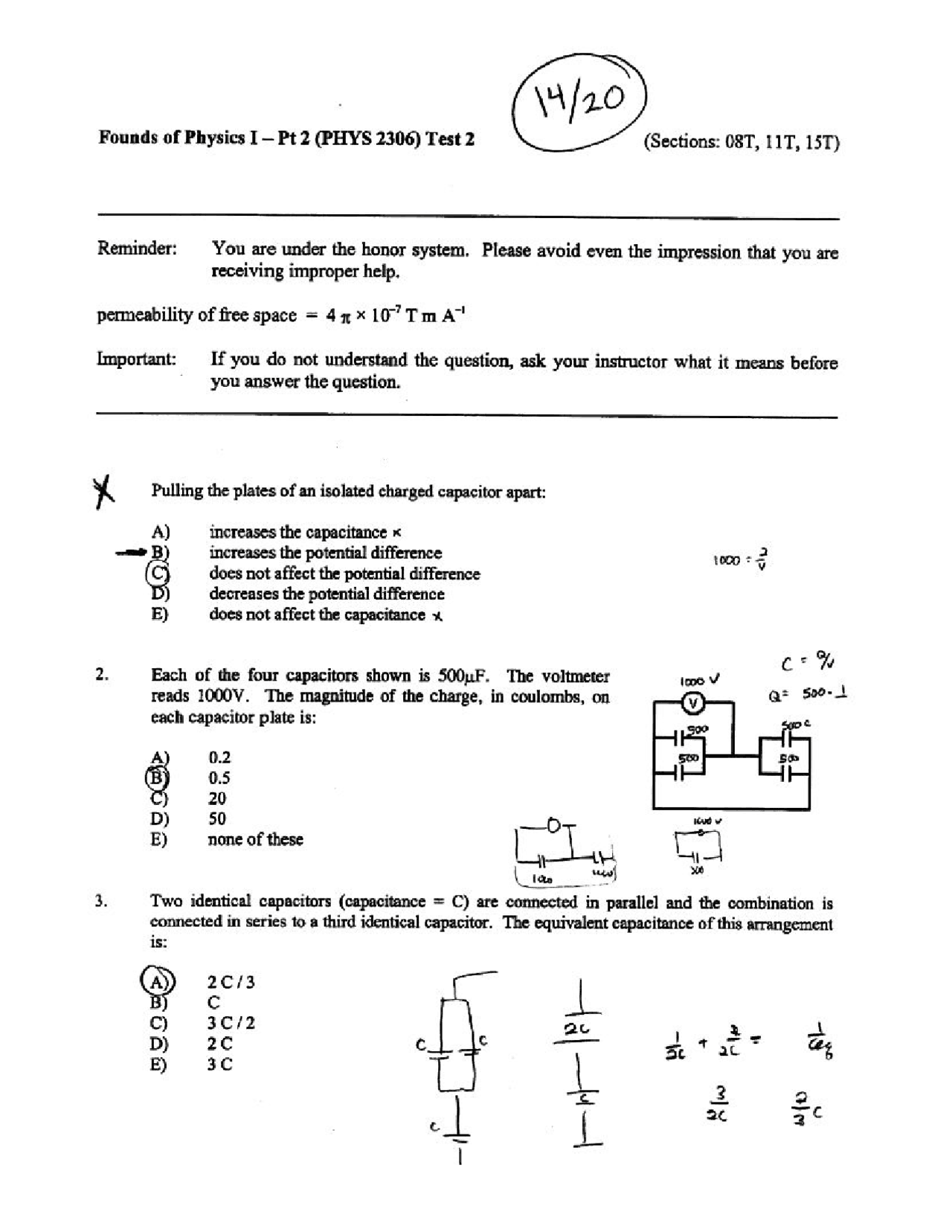 Test 2 Solved Foundations Of Physics I Phys 2306 Docsity