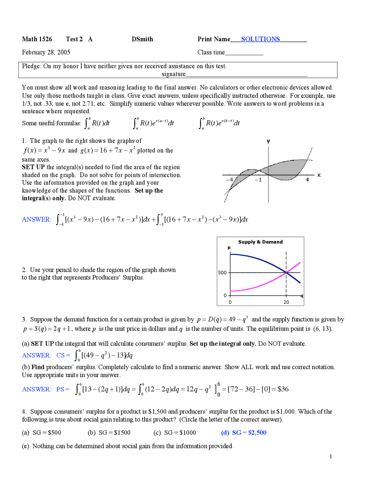 Find Consumer Surplus, Integral - Calculate with Matrices | MATH 1526 ...