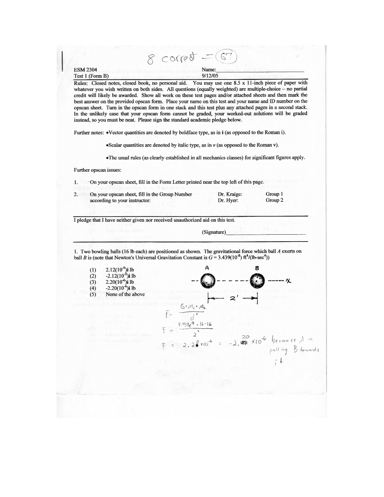 Test 1 With Solution Dynamics Esm 2304 Docsity