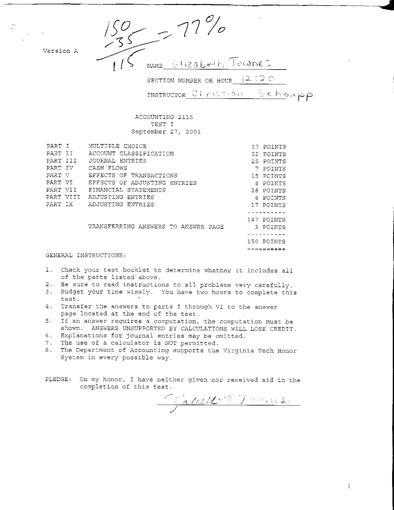 Principles Of Accounting Solved Exam 1 Acis 2115 Docsity