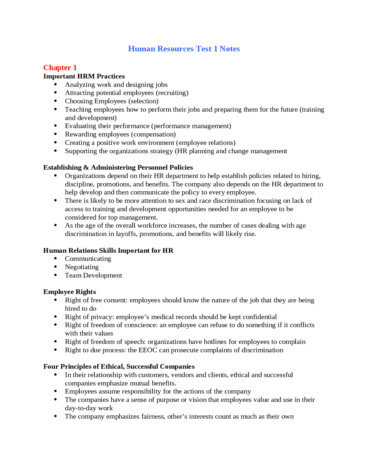 Study notes on Human Resources: main topics, definitions and meanings ...