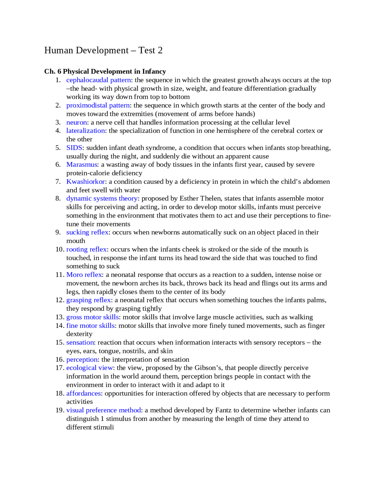 Test 2 Study Guide - Human Development I | HD 1004 | Apuntes Desarrollo ...