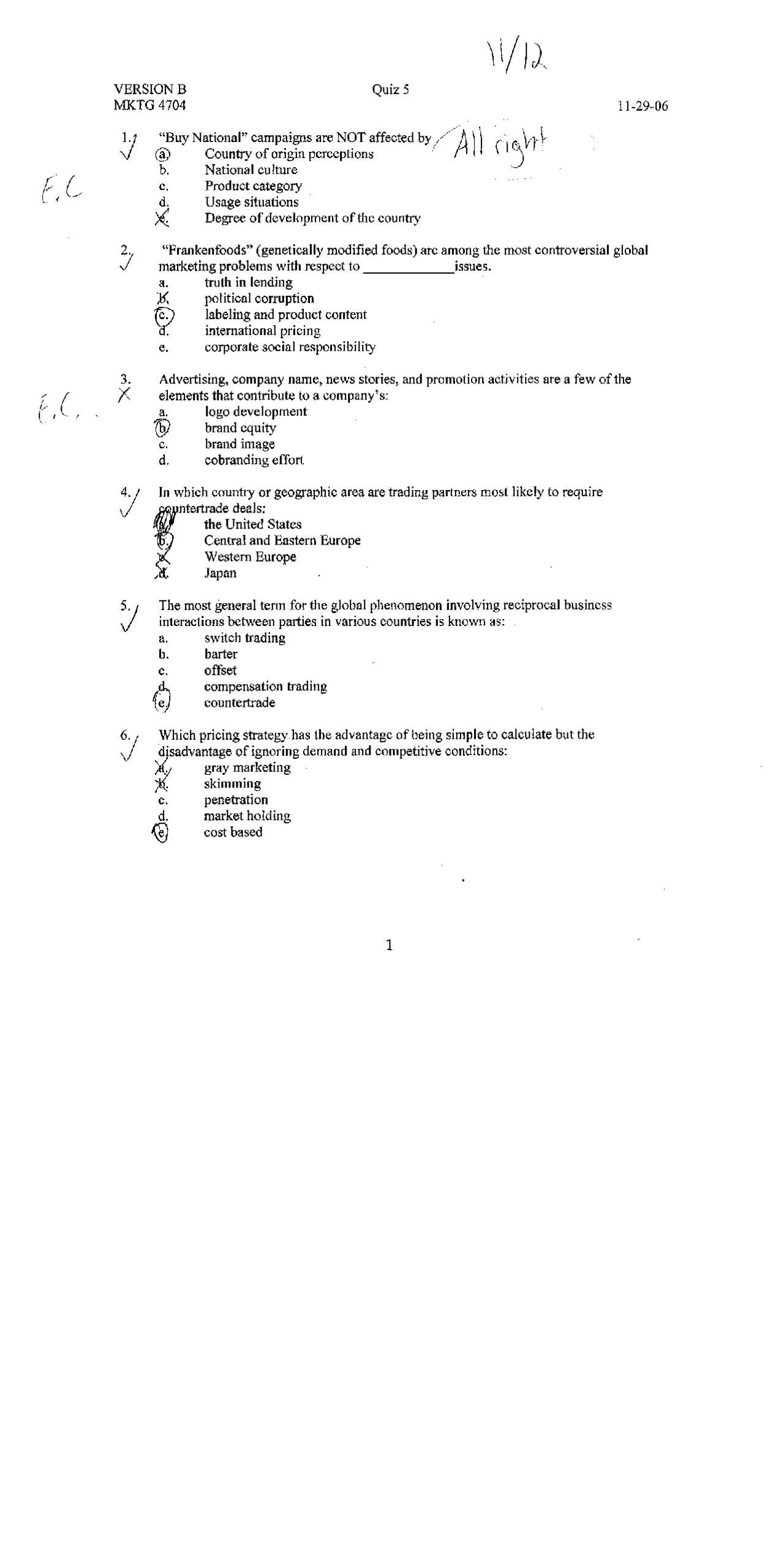 Solved Quiz 3 For International Marketing Mktg 4704 Docsity