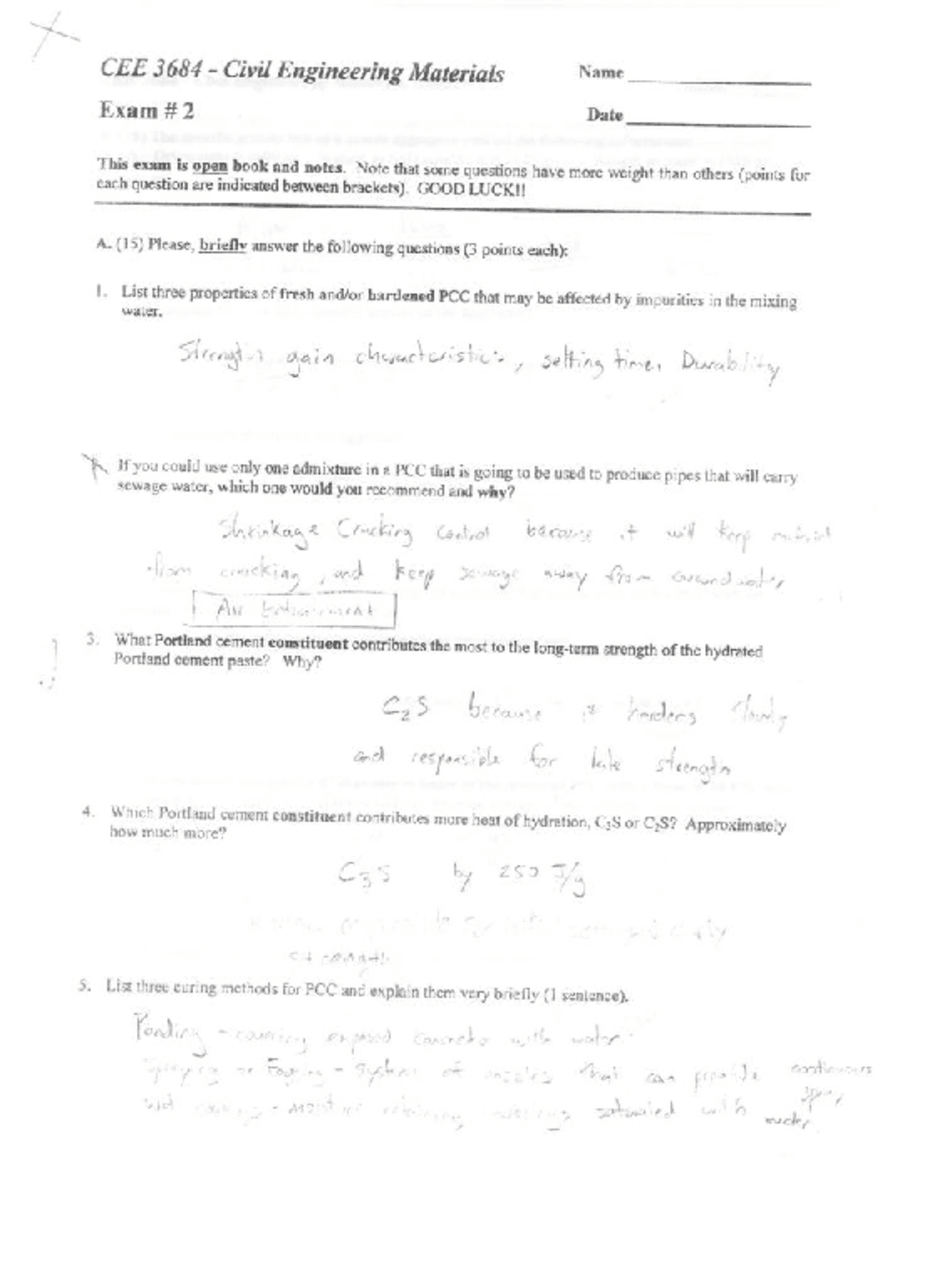 5 Solved Problems On Civil Engineering Exam Cee 3684 Docsity