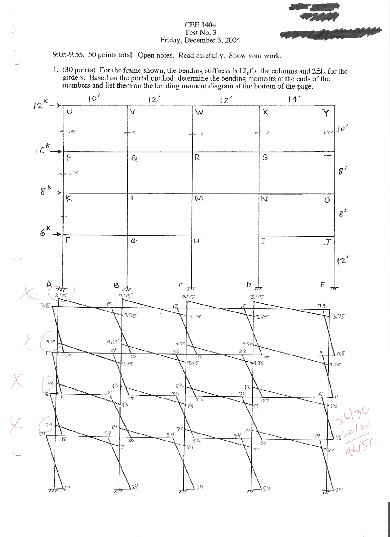 Practice Test 3 Theory Of Structures Fall 2004 Cee 3404 Docsity