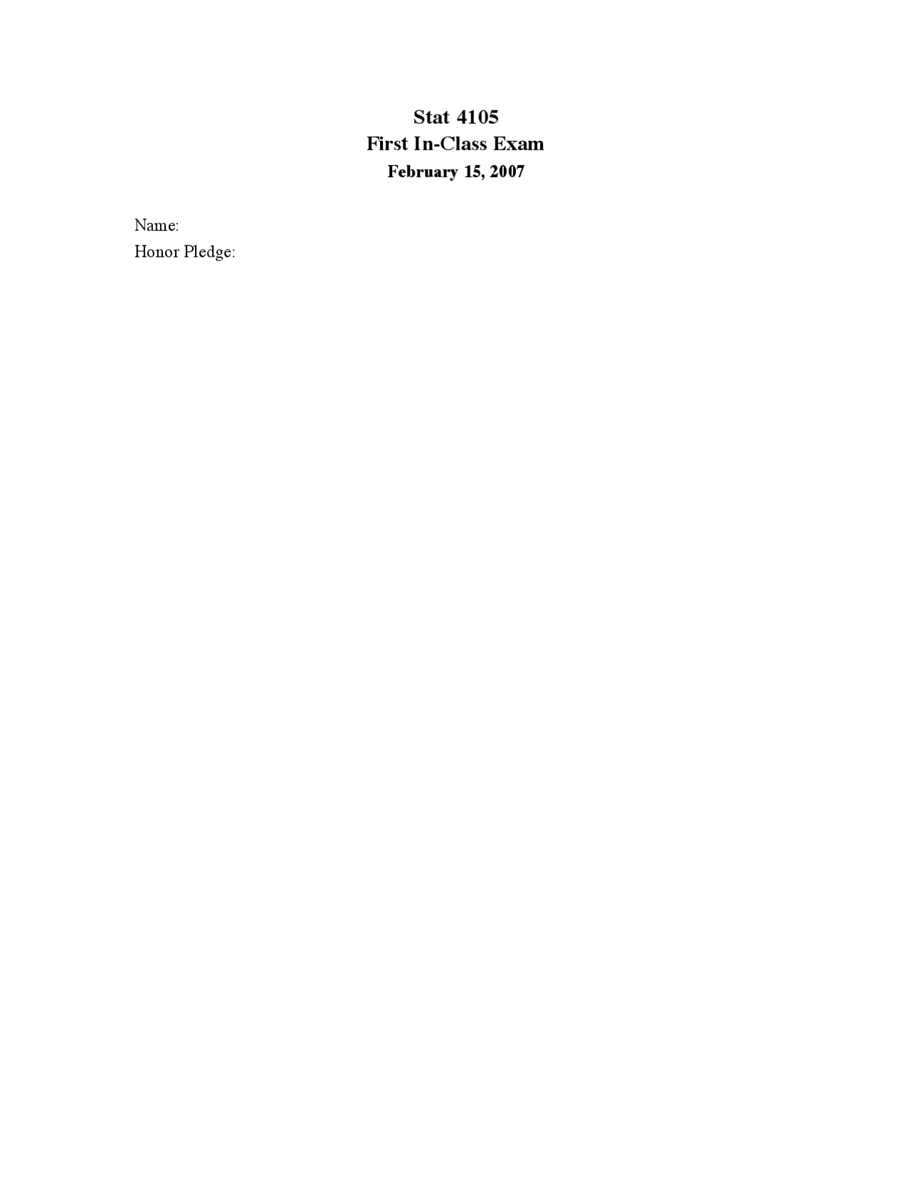 Test 1 With Solutions Theoretical Statistics Stat 4105 Docsity