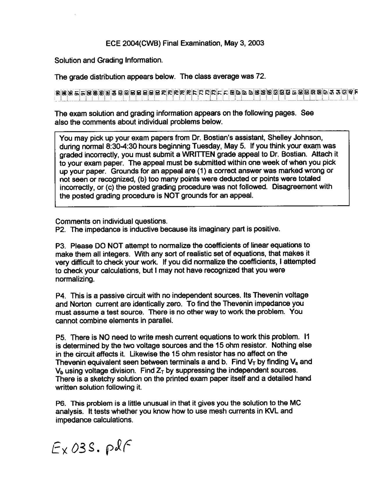 Electric Circuit Analysis Final Examination With Solutions Ece 2004