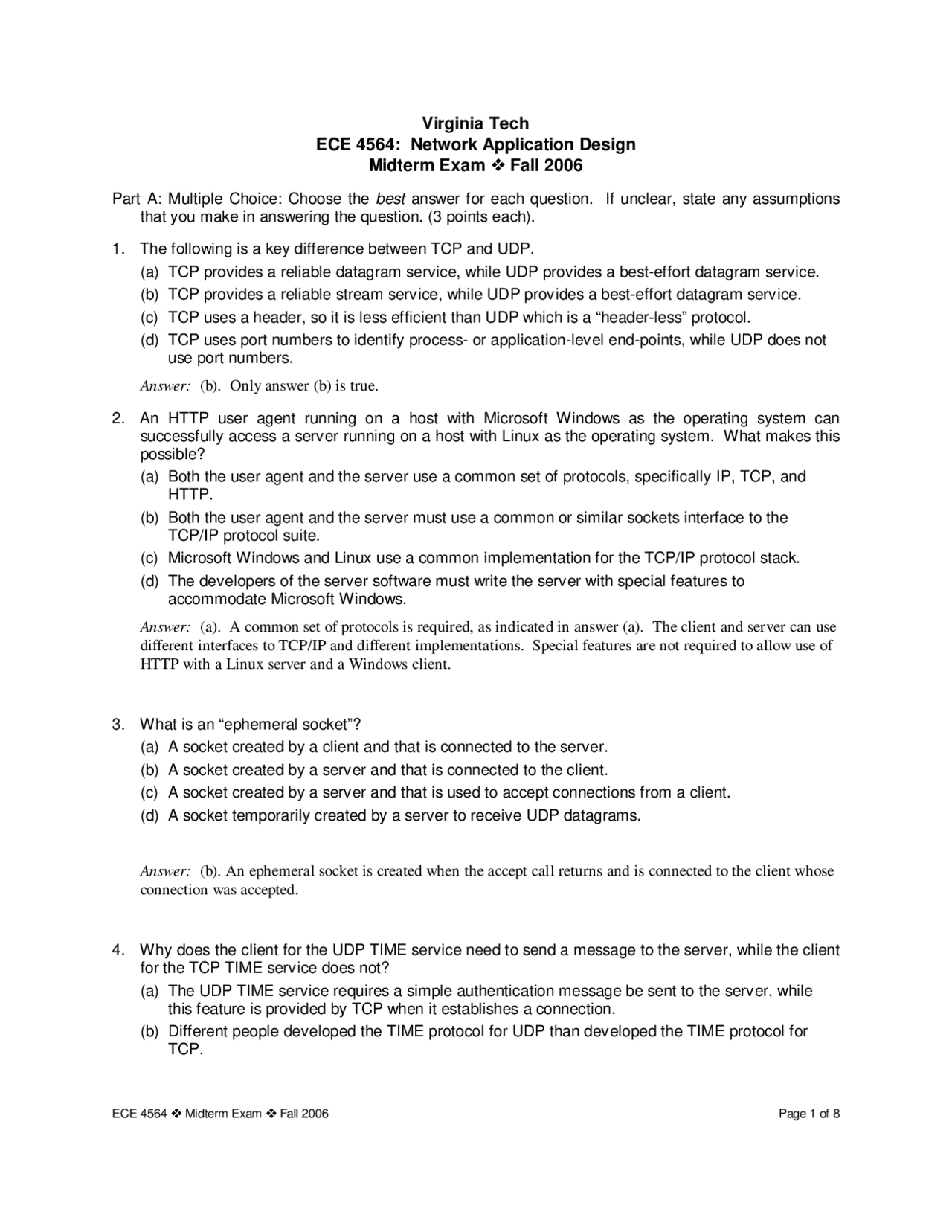 Midterm Test Answers Network Application Design Ece 4564 Docsity