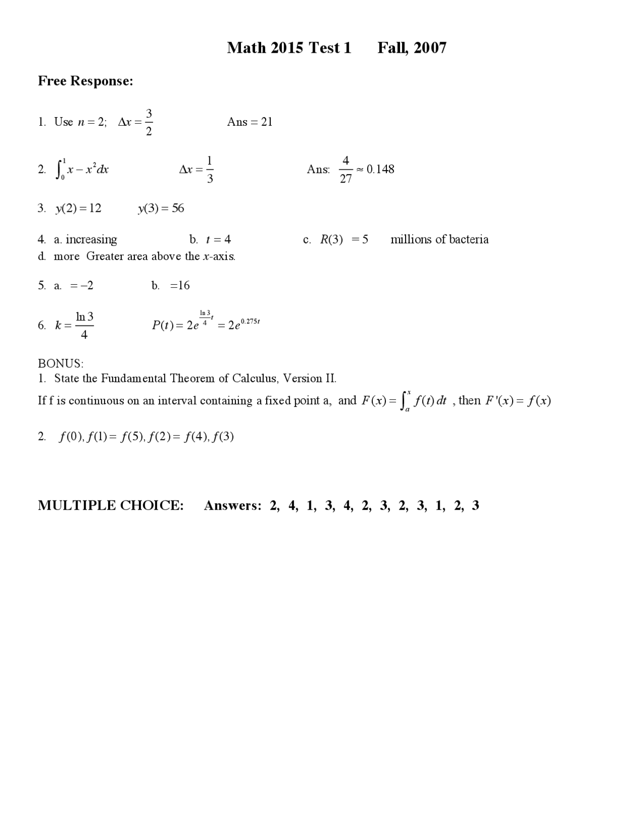Test 1 Solved Questions Calculus With Trigonometric Ii Math 2015