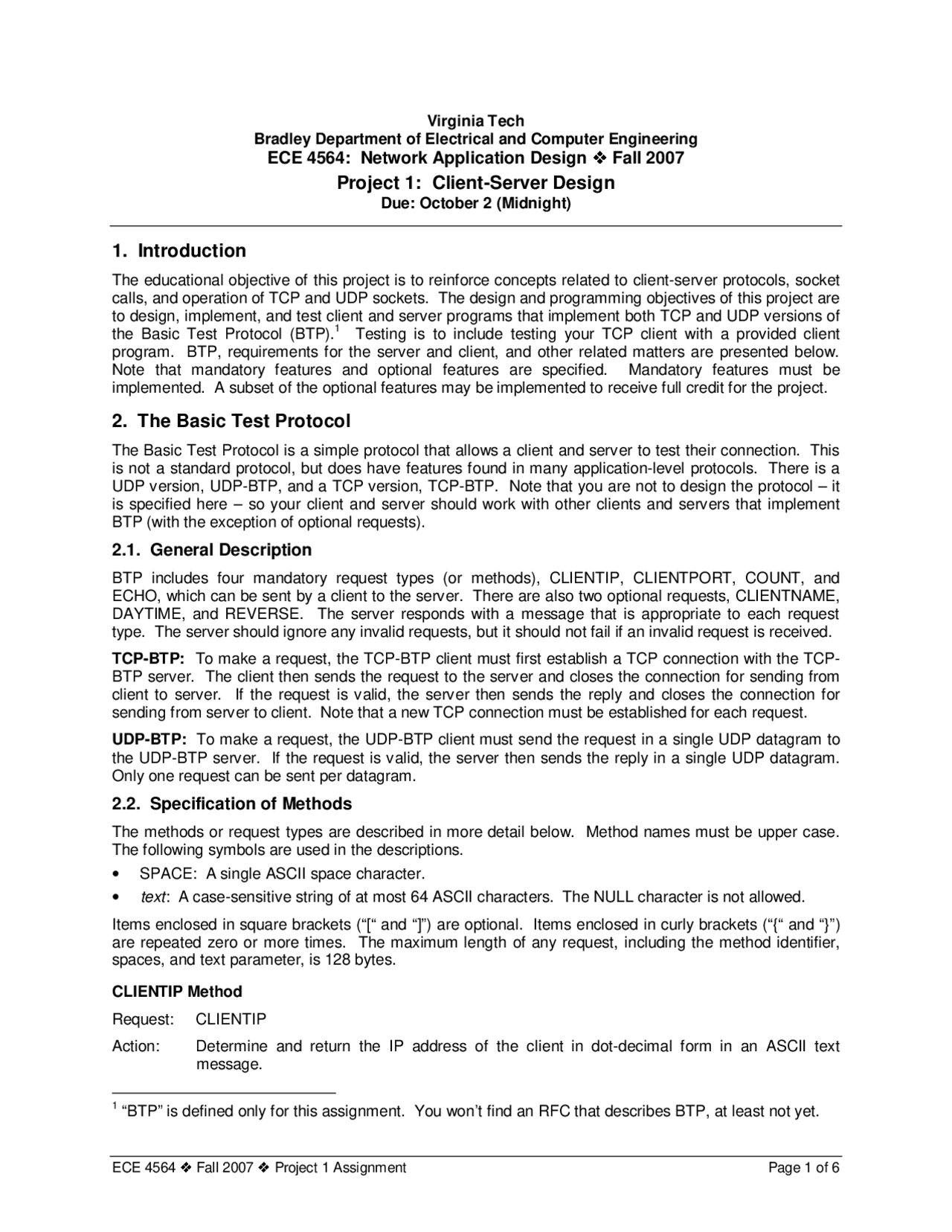 Client Server Design In Network Application Project 1 Ece 4564