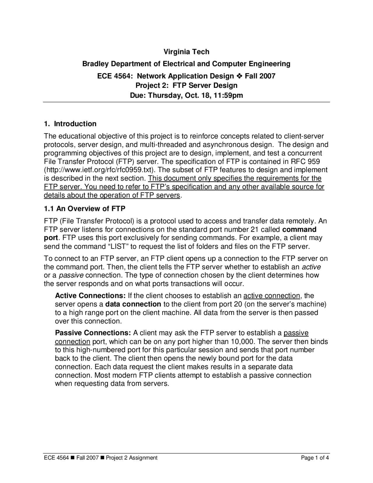 File Transfer Protocol Server Design Network Application Design Ece