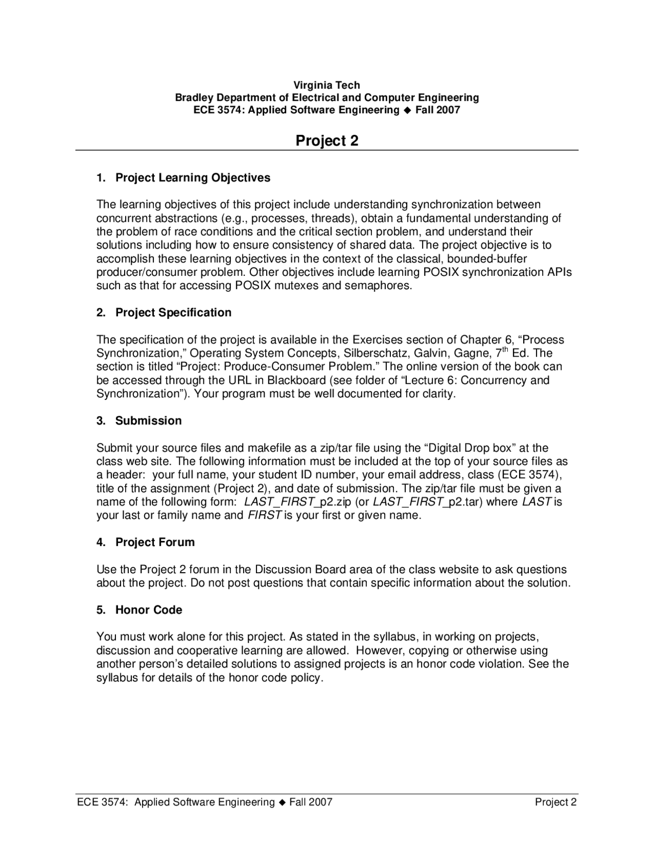 Project On Process Synchronization Applied Software Design Ece 3574