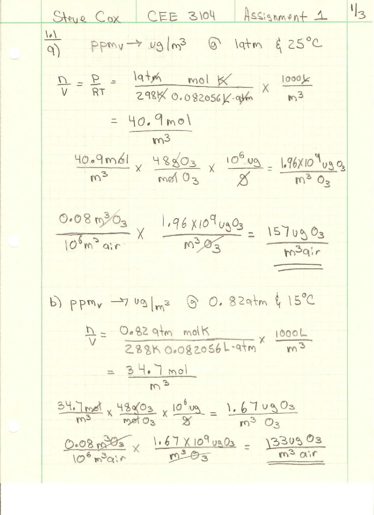 Assignment 1 With Solutions For Introduction To Environment Engineers