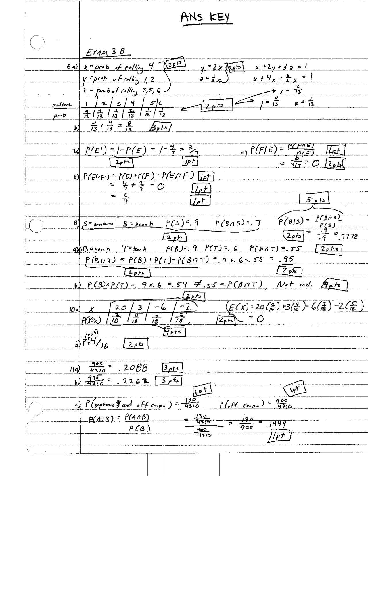 Exam 3b With Answer Key Elementary Mathematics Models Math 110