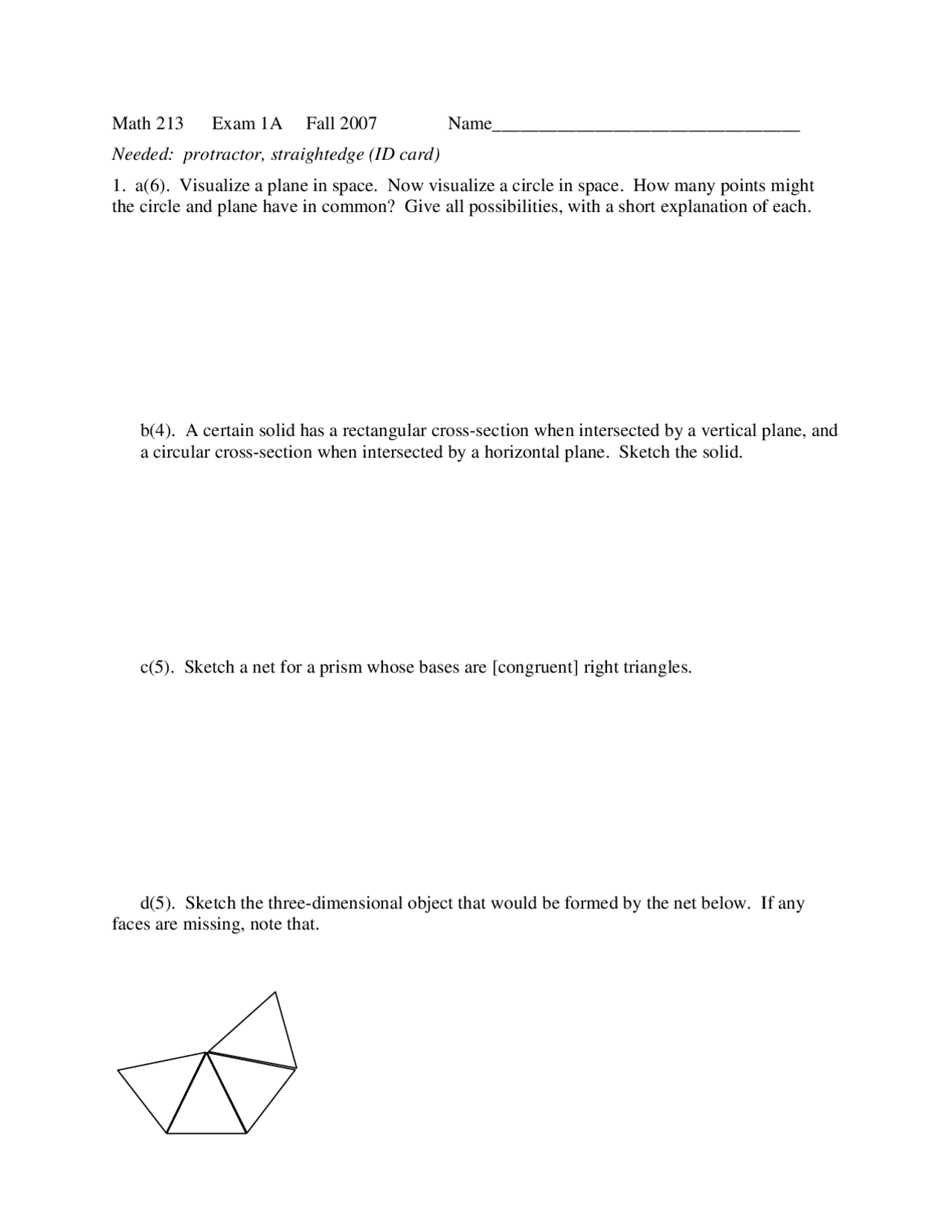 9 Questions Elements Geometry And Measurement Exam I Math 213
