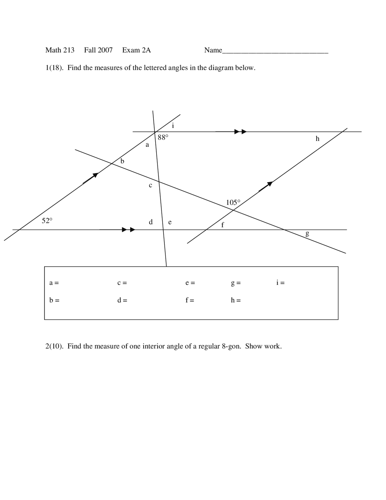 7 Questions Elements Geometry And Measurement Exam Ii Math 213