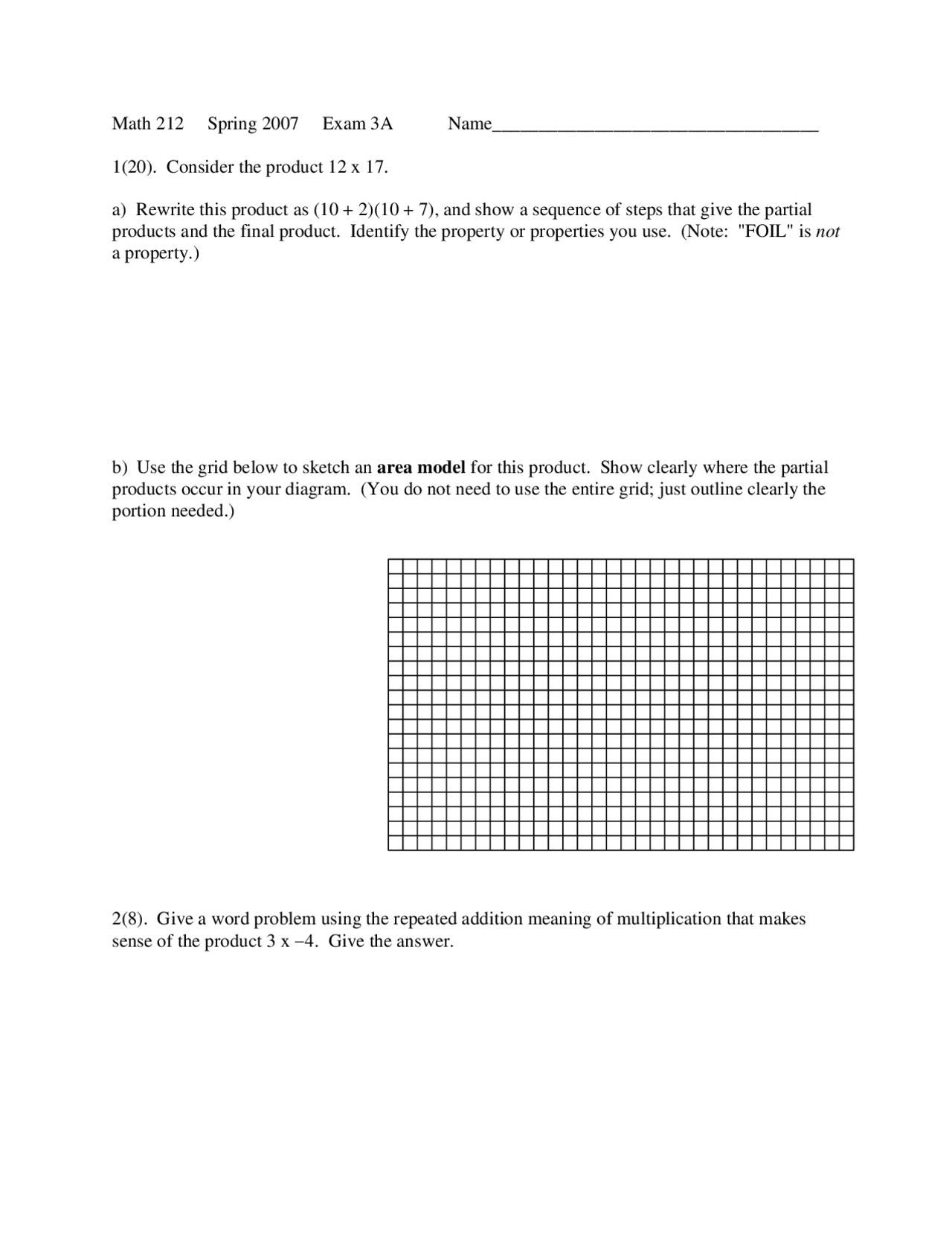 7 Questions of Elements Numbers and Operations - Exam 3 | MATH 212 ...