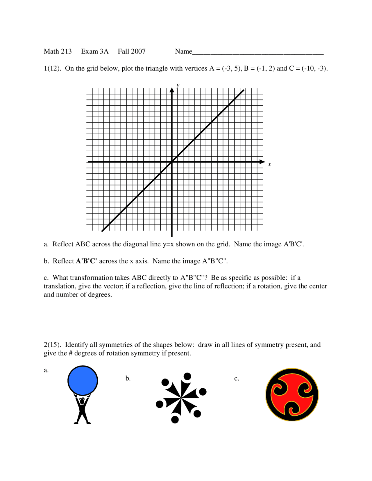 Practice Exam 3 Elements Of Geometry And Measurements Math 213