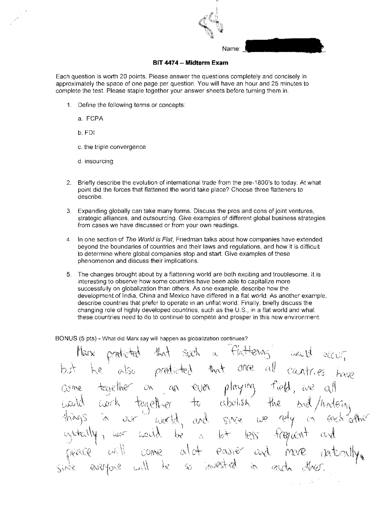 Global Information And Information Technology Midterm Exam Bit 4474