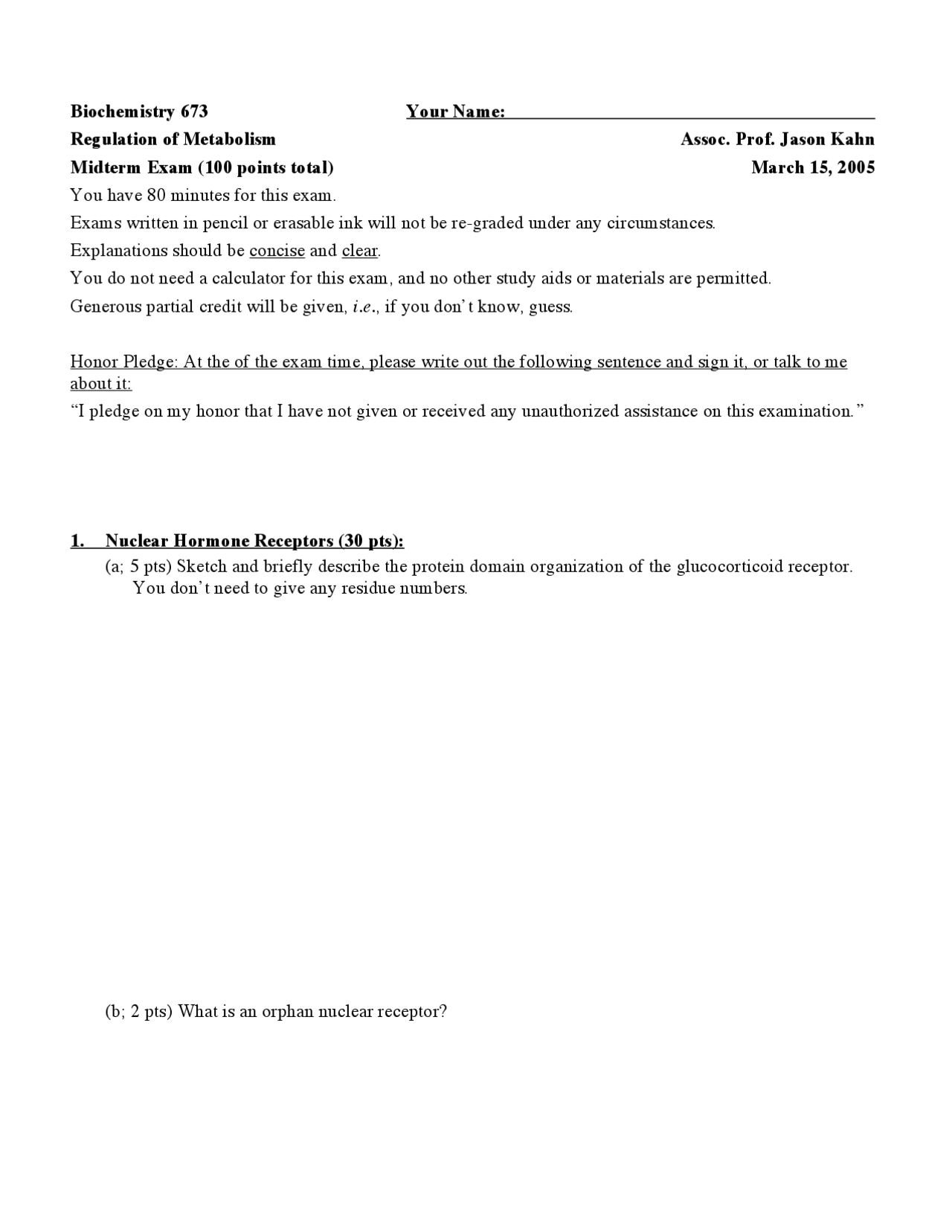 Practice Problems for Regulation Metabolism - Midterm Exam | BCHM 673 ...