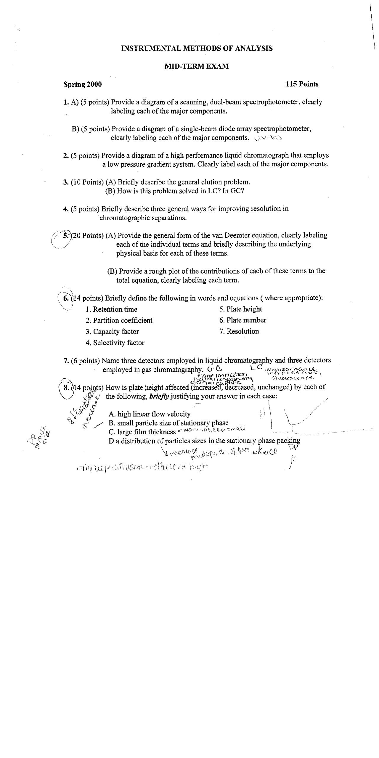 Instrumental Methods Of Analysis Midterm Paper Chem 425 Docsity