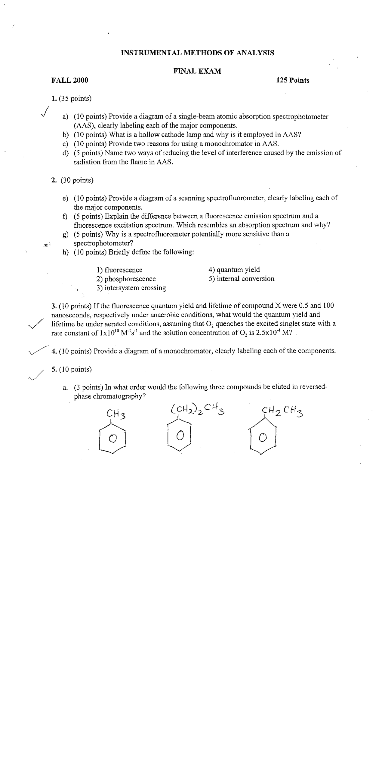 Take Home Final Exam With Answers Instrumental Methods Data Analysis