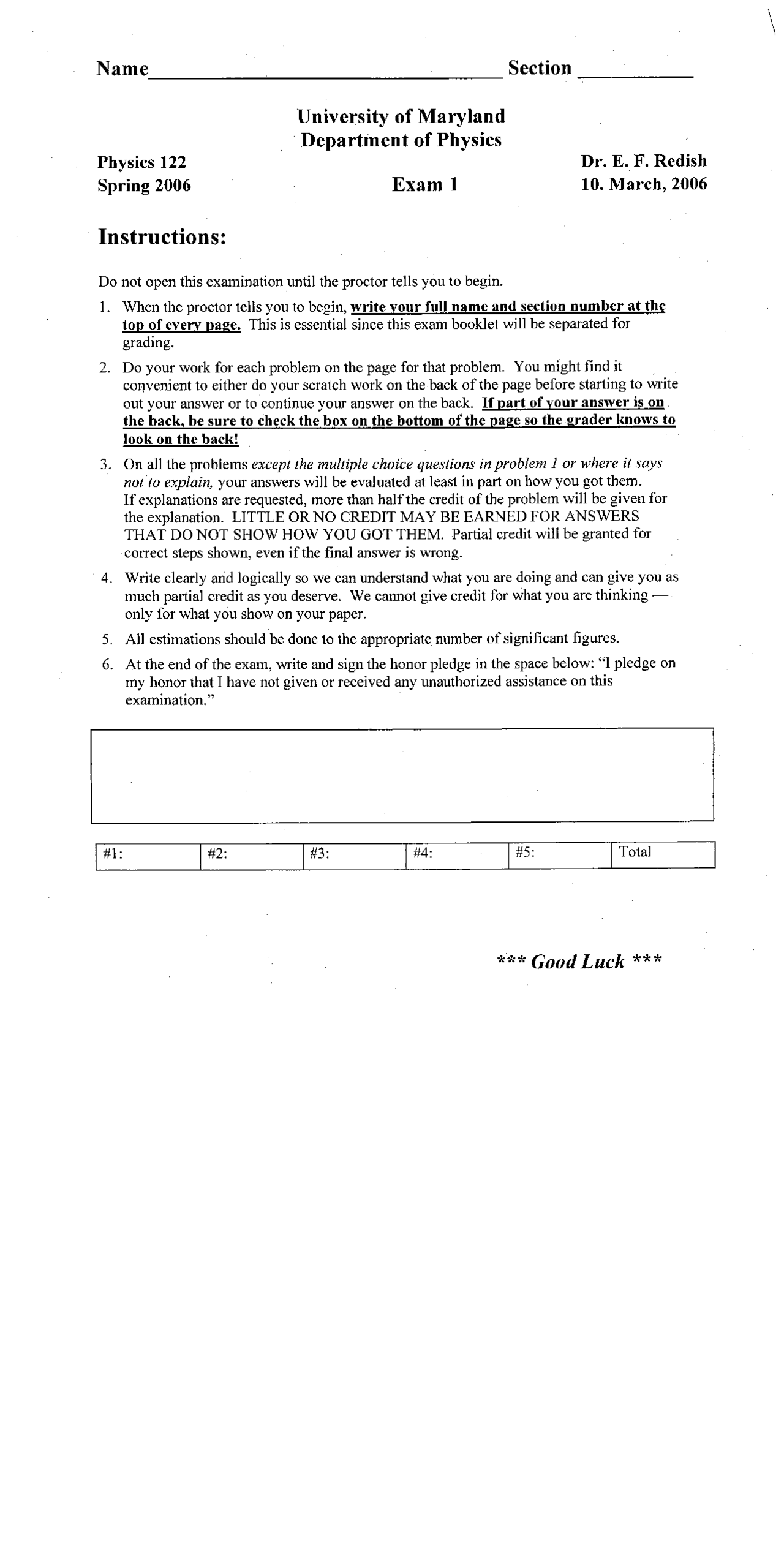 Fundamentals Of Physics I Solutions To Exam 1 Phys 122 Exams