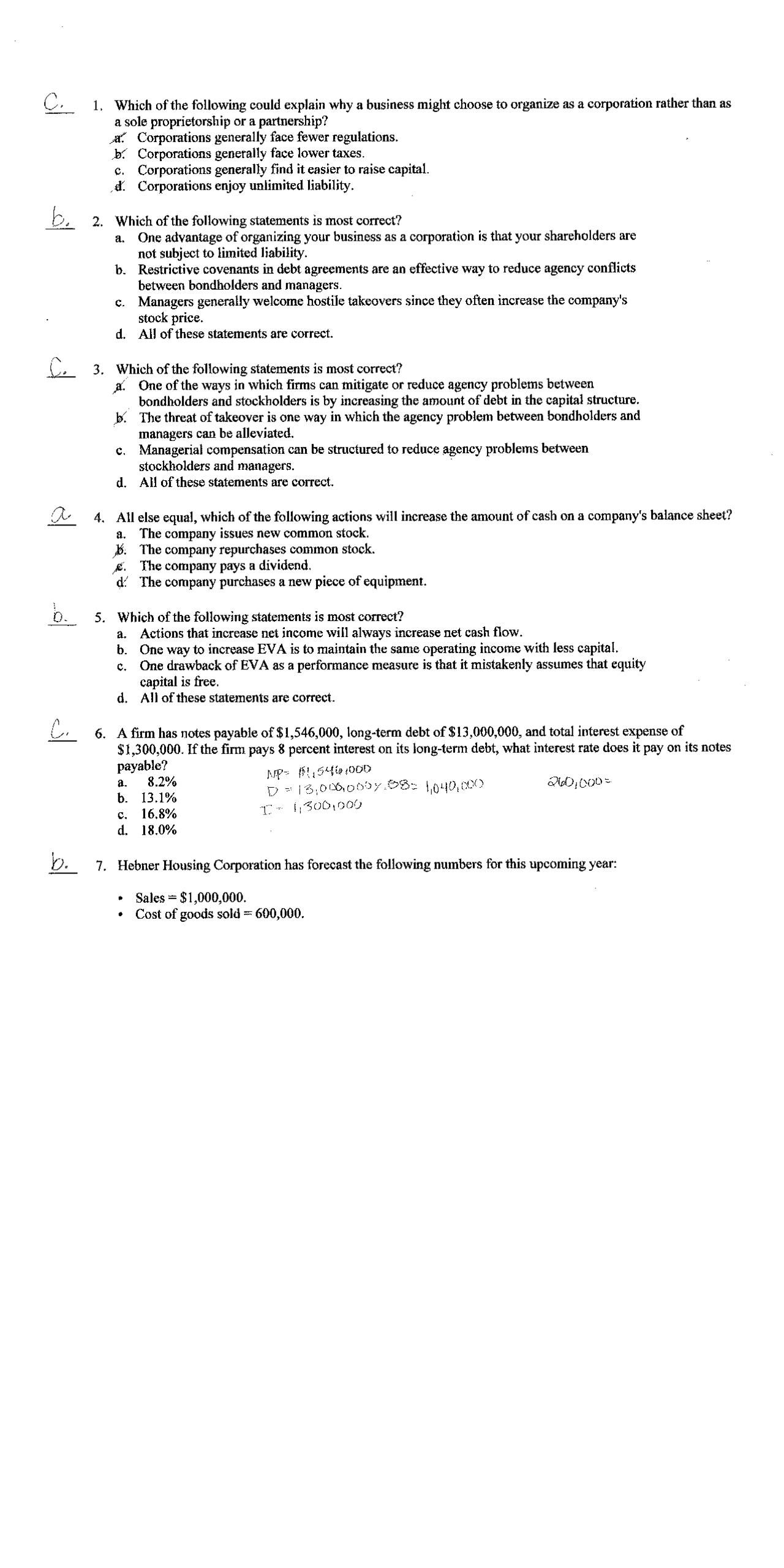 Solved Exam Paper Business Finance Bmgt 340 Docsity