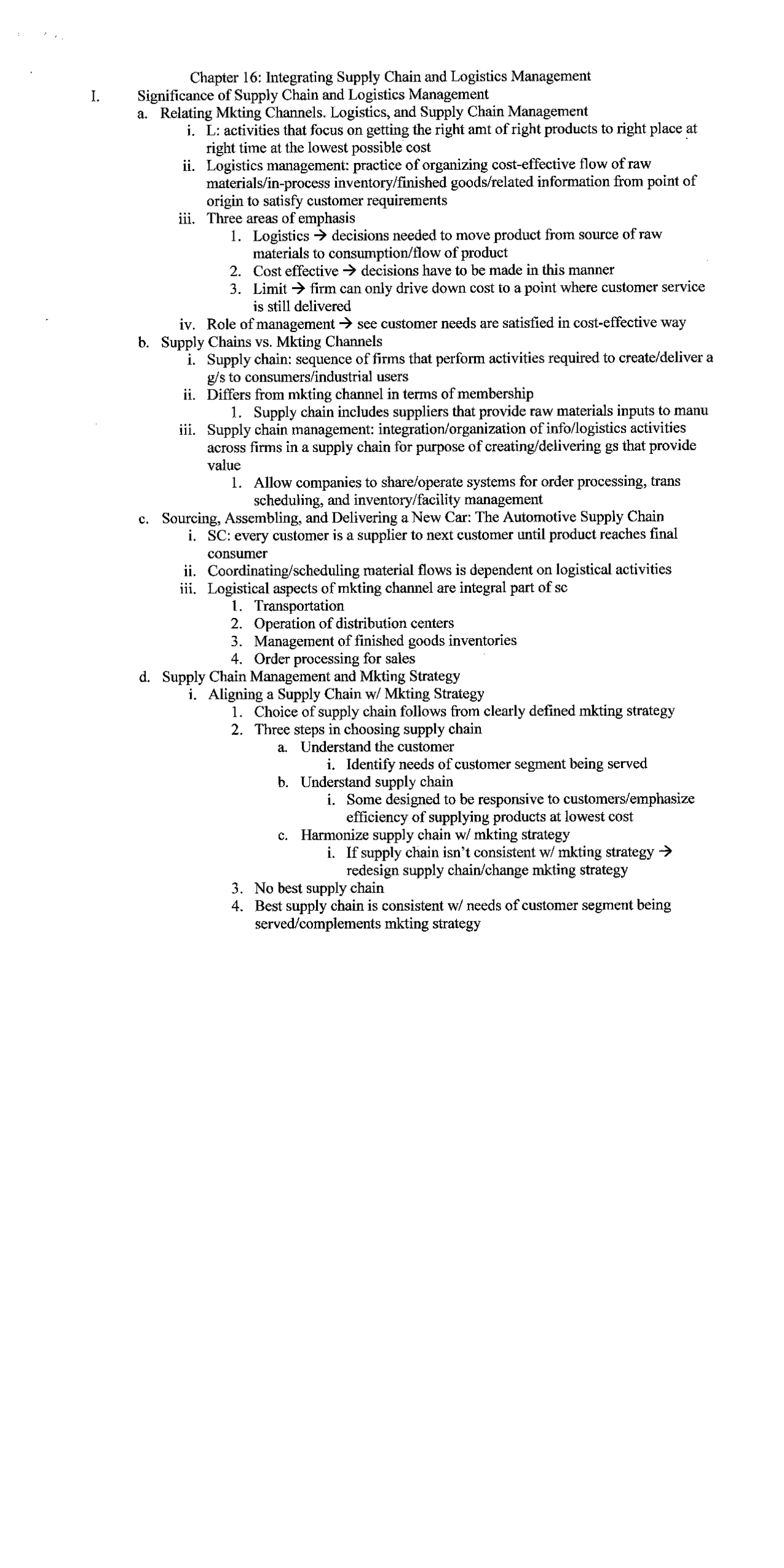 Integrating Supply Chain And Logistics Management Study Guide Bmgt