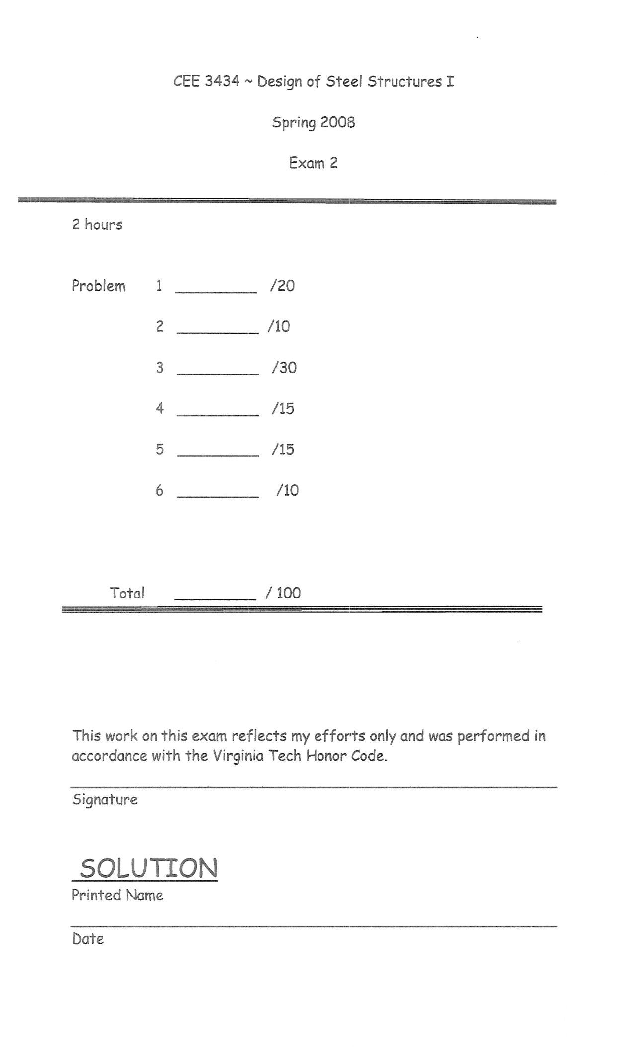 Exam 2 Problems With Solutions Design Of Steel Structures I Cee