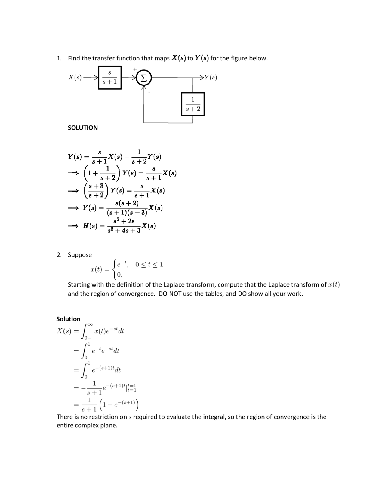 Exam 2 Solutions Signals And Systems Ece 2704 Docsity