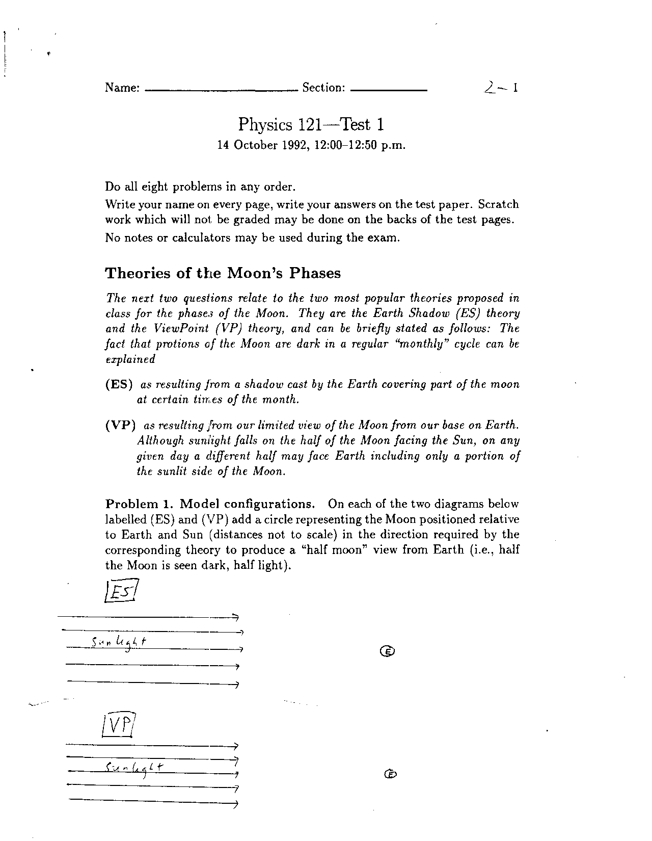 8 Problems On Fundamental Concepts Of Analysis Exam 1 Phys 121