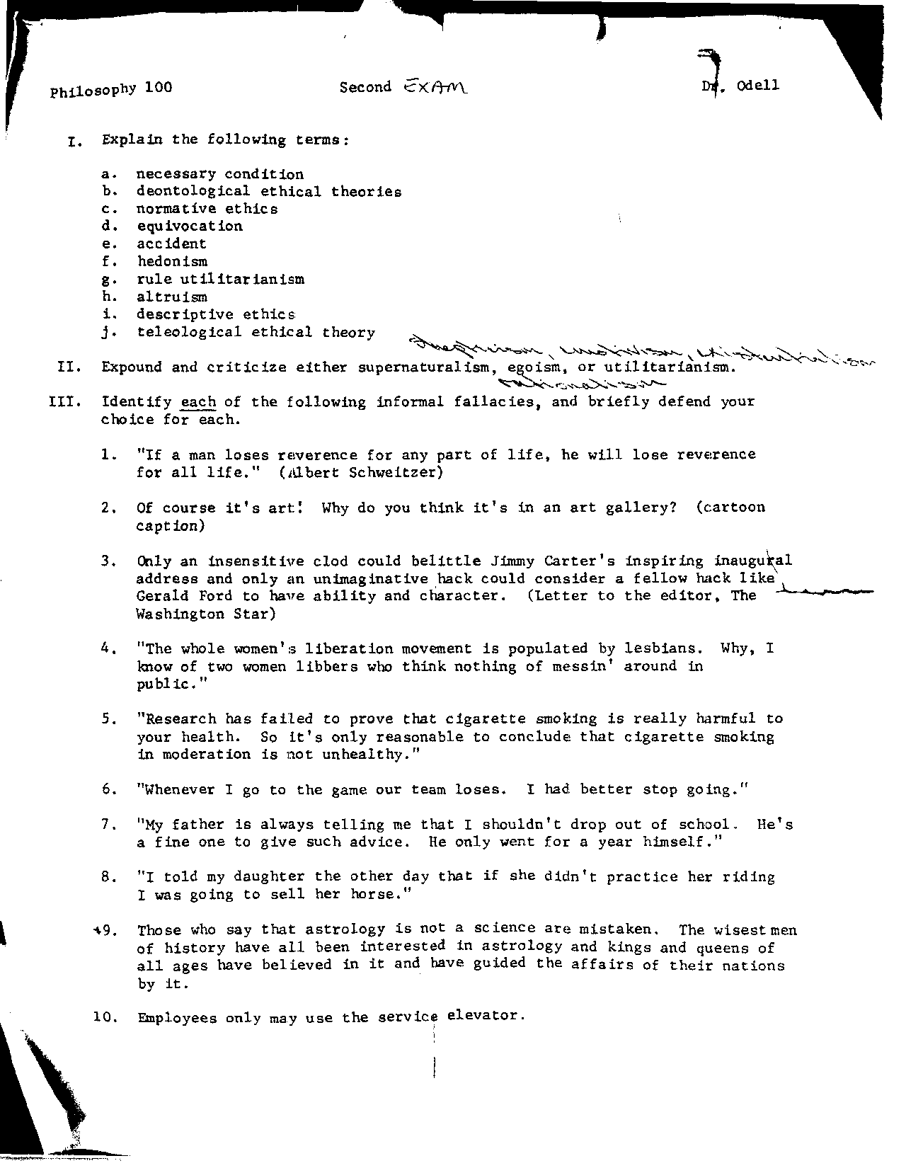 Exam 2 Questions | Introduction to Philosophy | PHIL 100 - Docsity