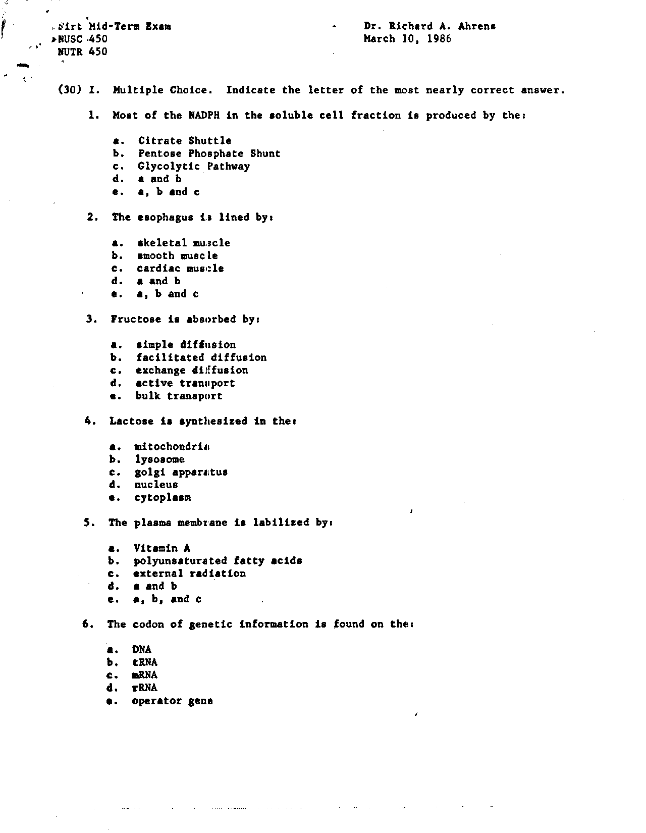 Midterm Exam 1 - Food and Nutrition Analysis | NFSC 450 - Docsity