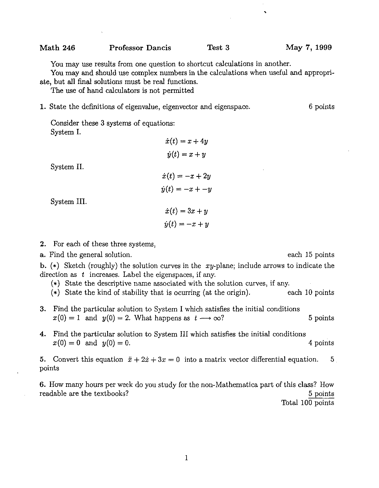 Differential Equations For Engineers And Scientists Test 3 Problems