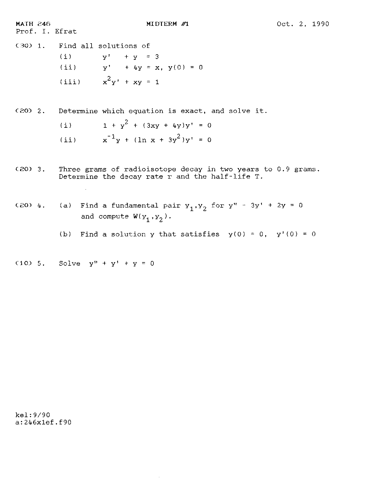 5 Questions On Differential Equations For Scientist And Engineers