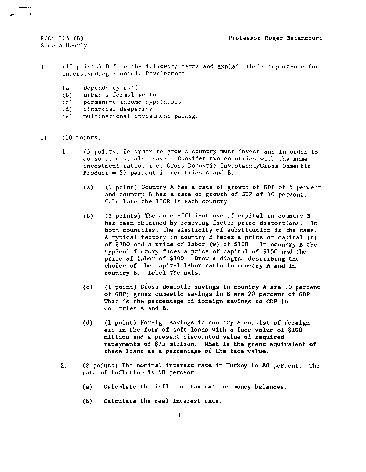Introduction Of Economic Development Lecture Notes Econ 315 Docsity