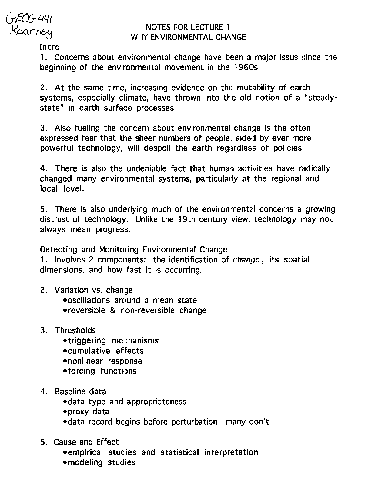 Why Environmental Change - Coastal Ocean - Notes | GEOG 441 - Docsity