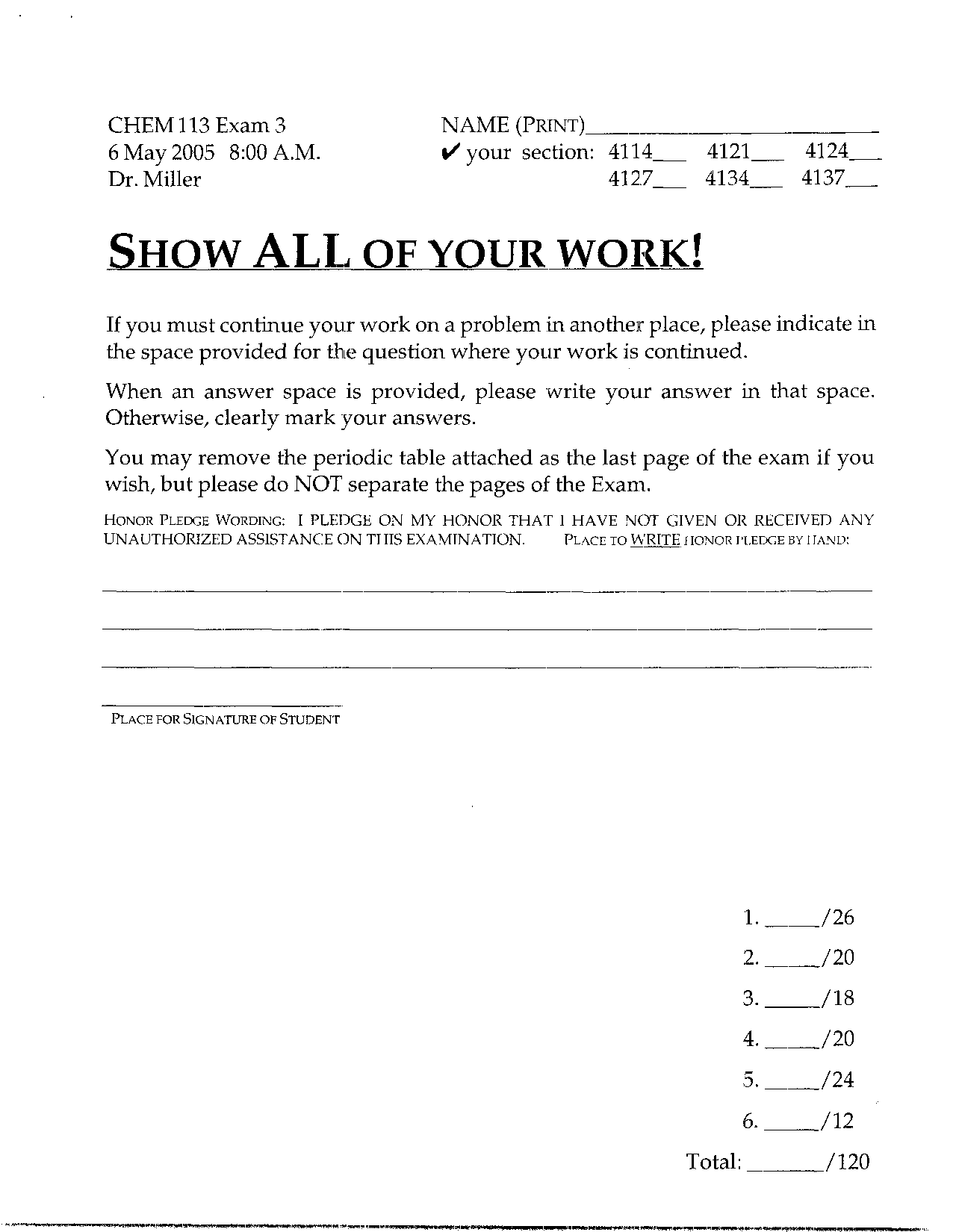 General Chemistry Laboratory For Engineers Solution For Exam 3 Chem
