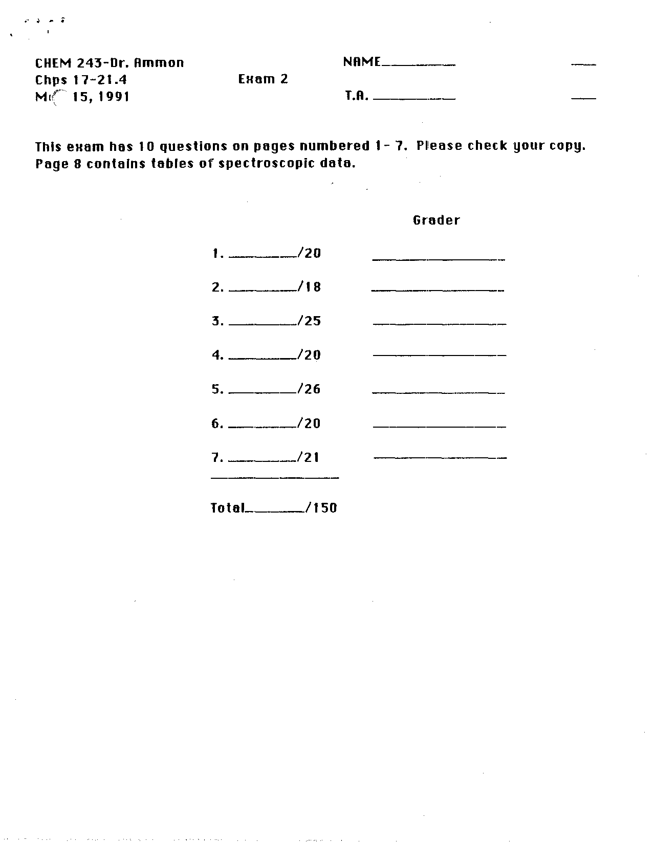 Exam 2 Questions - Organic Chemistry II | CHEM 241 - Docsity