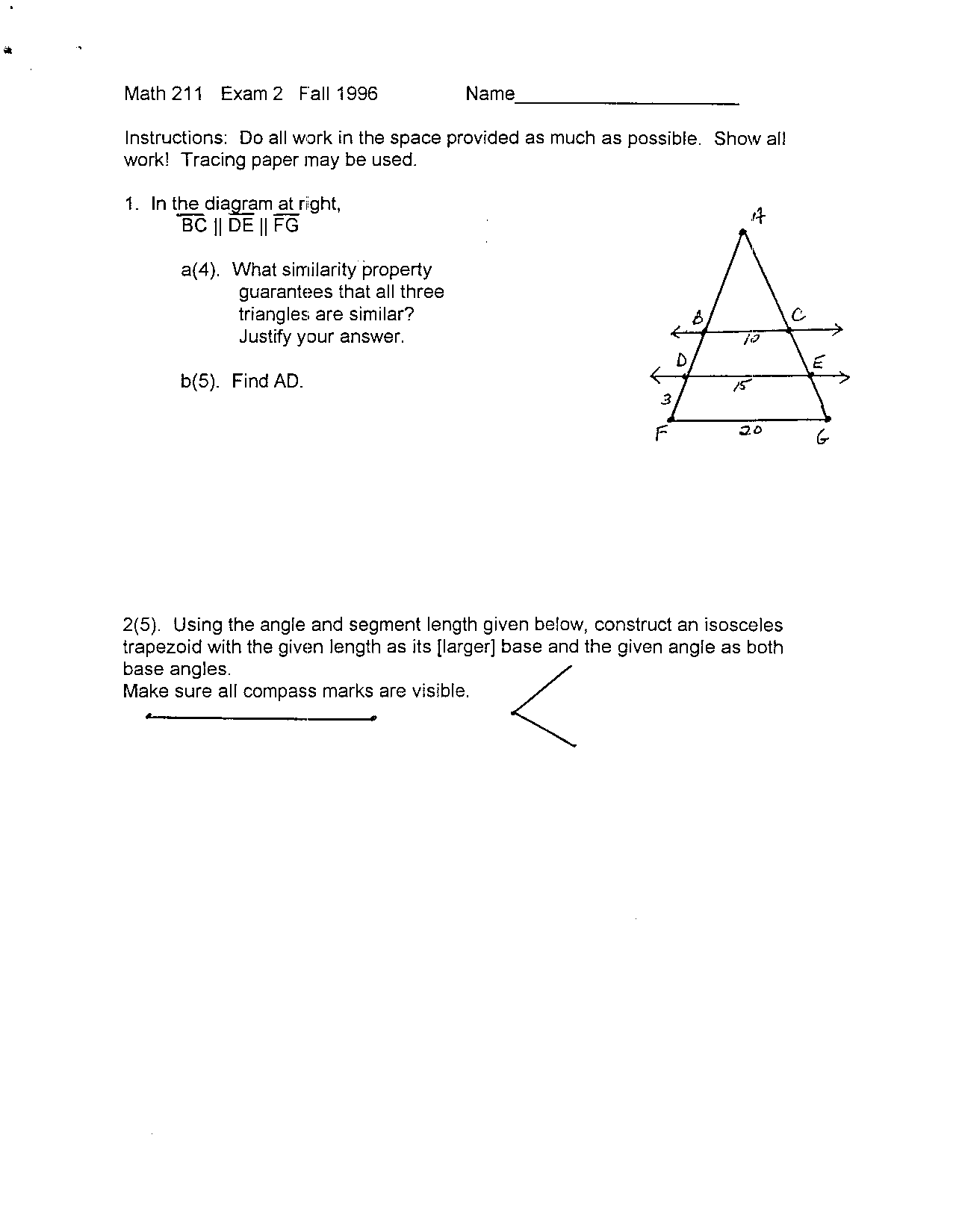 10 Questions In Exam 2 Elements Geometry And Measurement Math 213