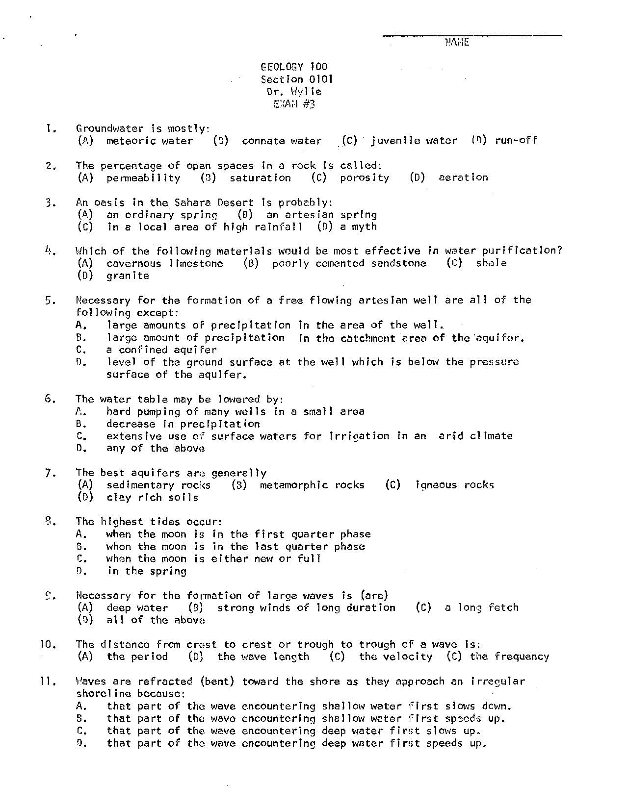 50 Multiple Choice Questions On Physical Geology Geol 100 Docsity