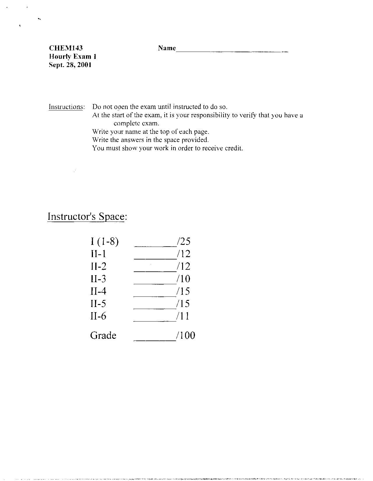 Exam 1 - Introduction to Laboratory Practices and Research | CHEM 143 ...