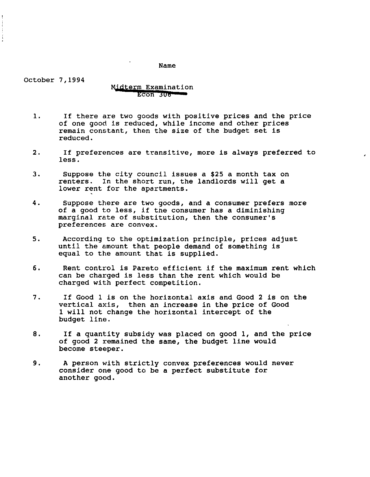 25 Mcqs On Intermediate Microeconomics Theory With Answers Econ 306