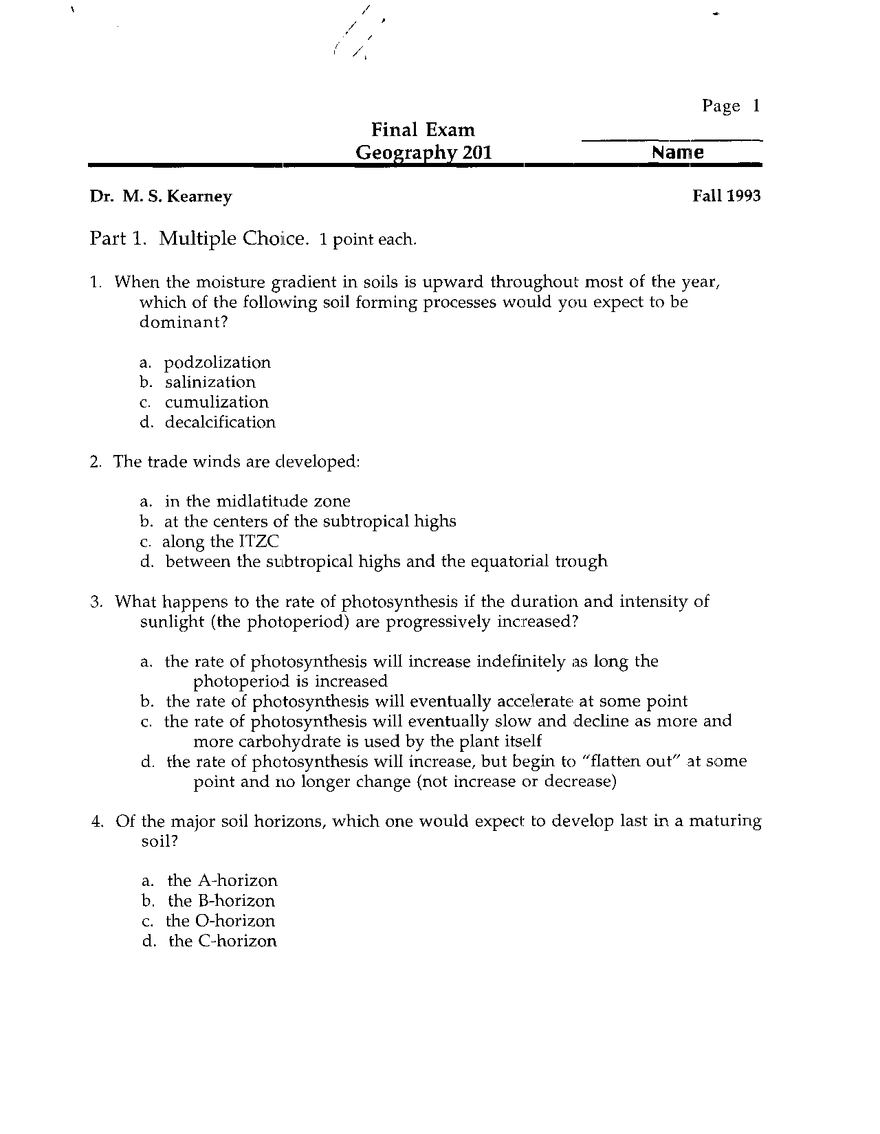 90 Questions Final Exam Geography Of Environmental Systems Geog