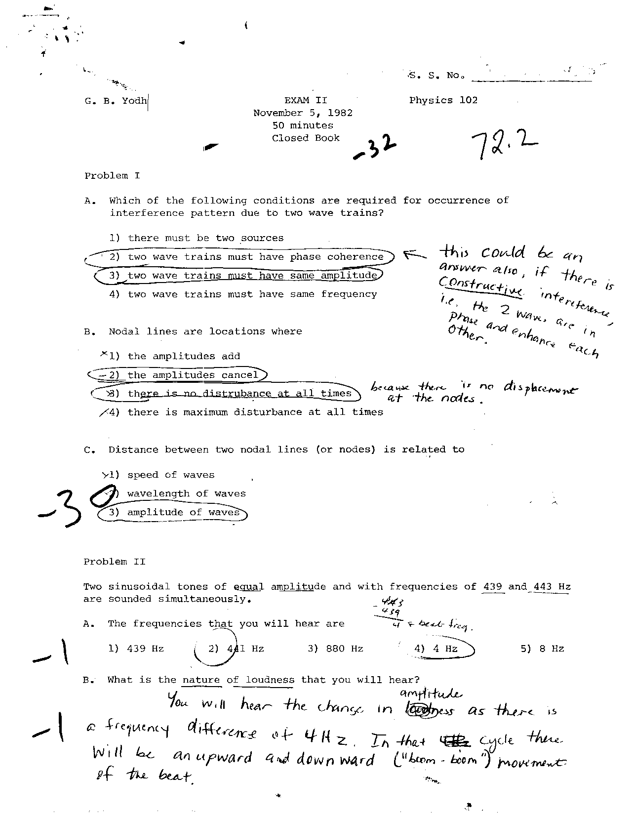 Exam 2 Solved Physics Of Music 1982 Phys 102 Docsity