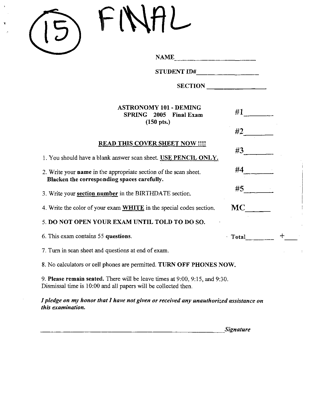 Problems On Astronomy Final Exam Astr 101 Docsity