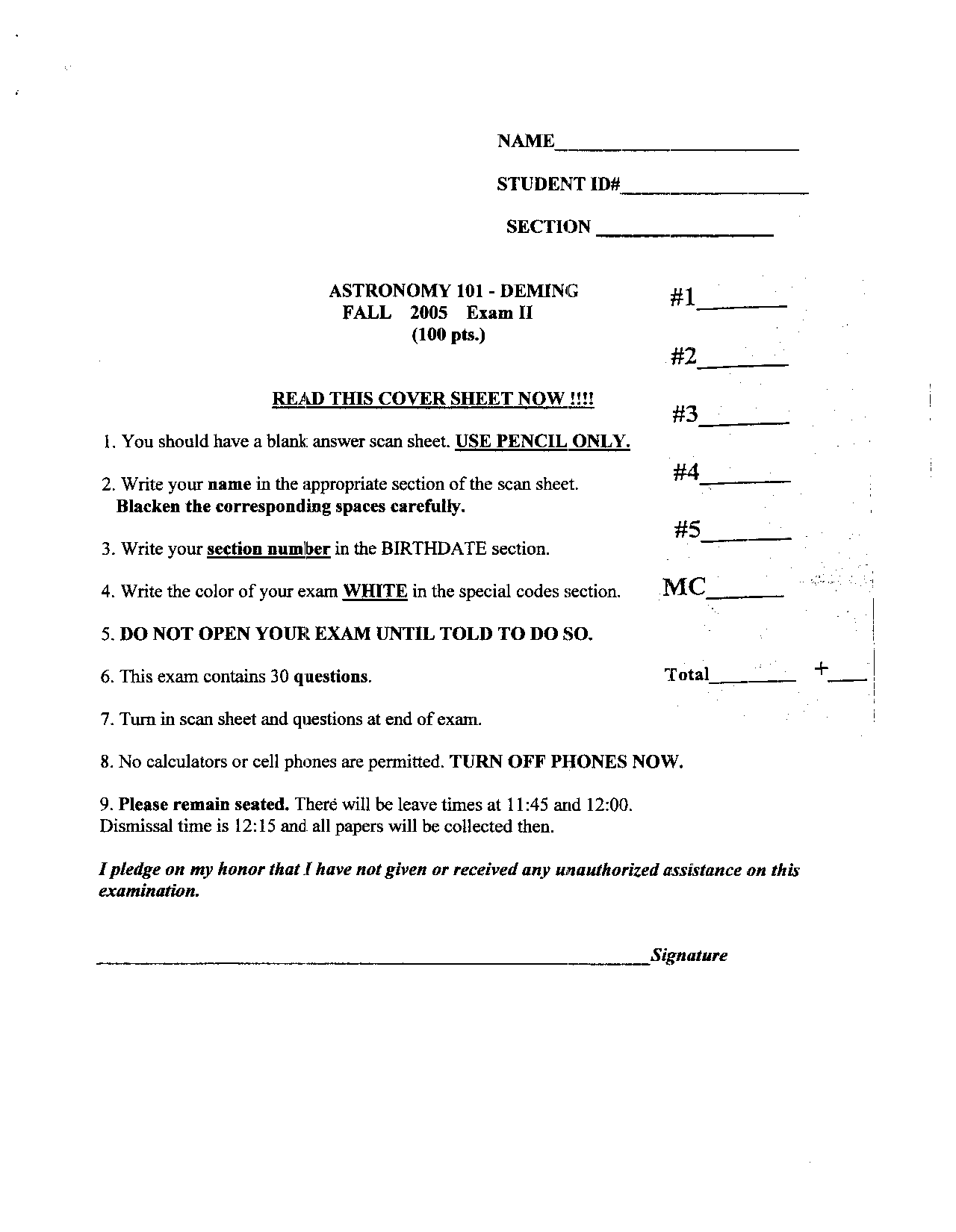 Practice Exam 2 General Astronomy Astr 101 Docsity