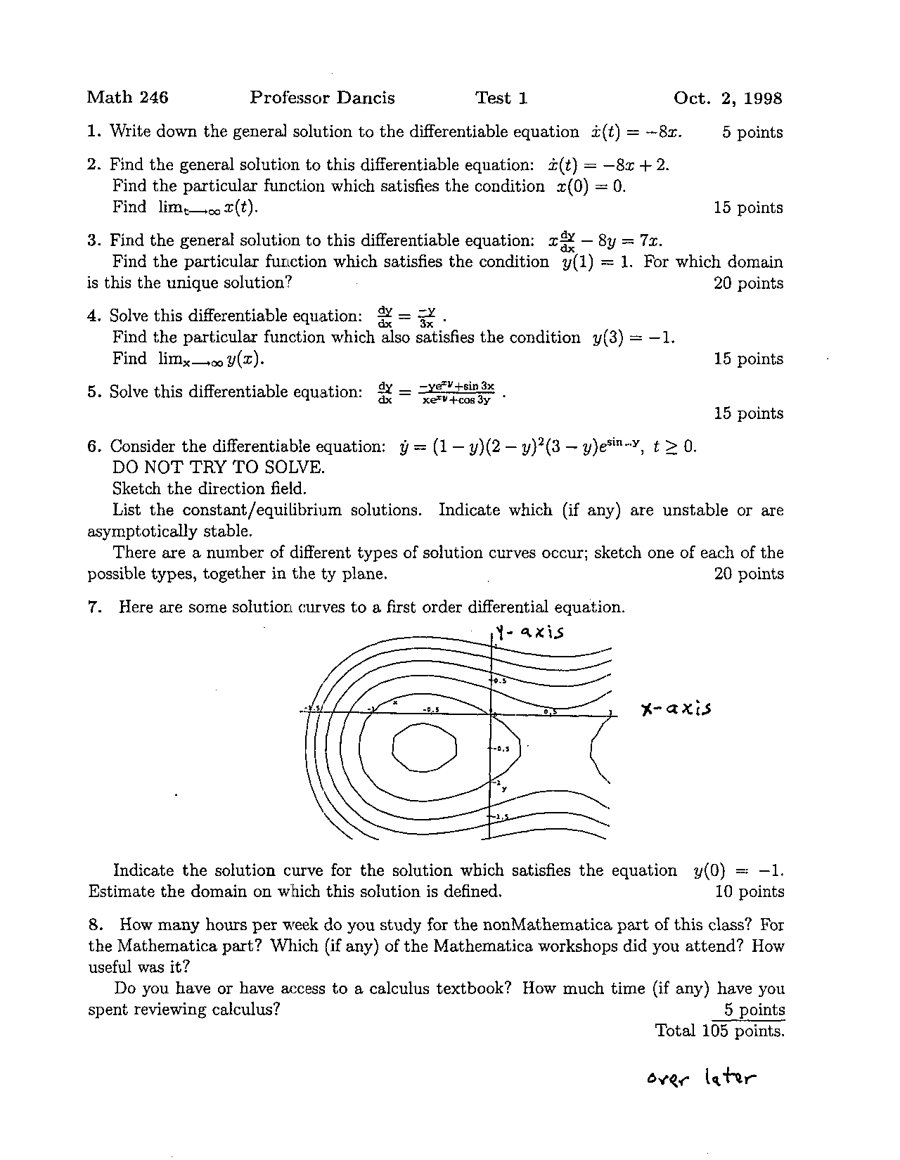 Practice Test 1 - Differential Equations for Scientist and Engineers ...