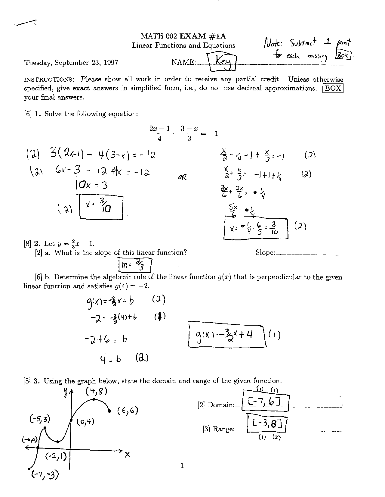 7 Solved Questions Algebraic Rule Of Functions Exam 1 Math 003